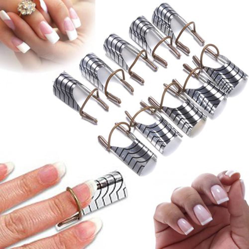 5 Pcs Aluminum Re-usable Nails Forms, Feugole Acrylic Nail/UV GEL ...