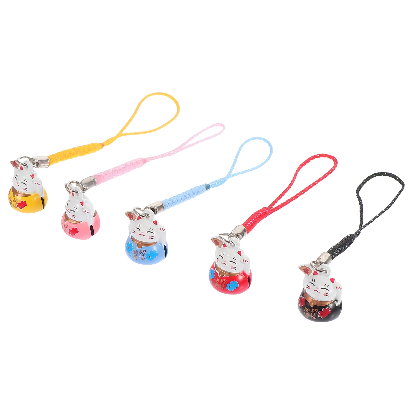 5 Pcs Animal Key Chain Lucky Cat Brass Bell Keychain Pendant - Walmart.com