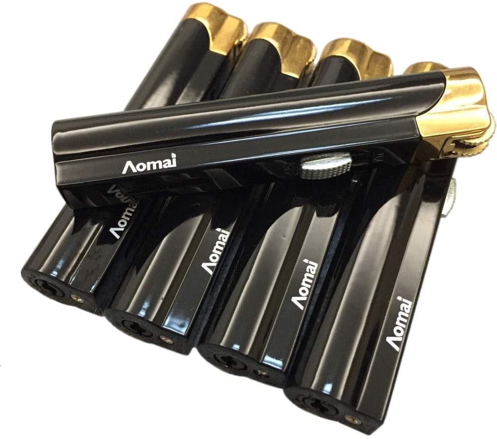 5 Pcs Aomai Slim Metal Jet Torch Flame Lighter Grinding Flint Butane ...