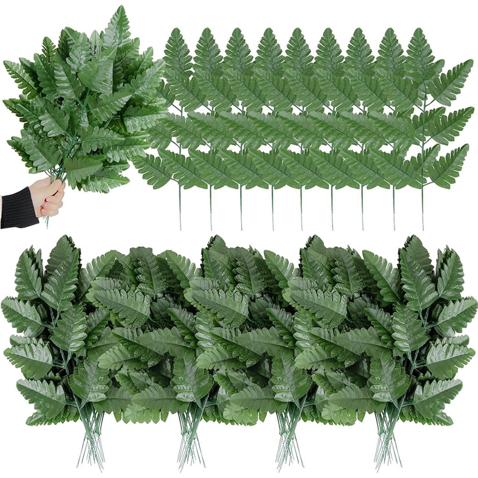 5 Pcs Artificial Fern Leaves Greenery Plant for Cemetery Wedding Green ...