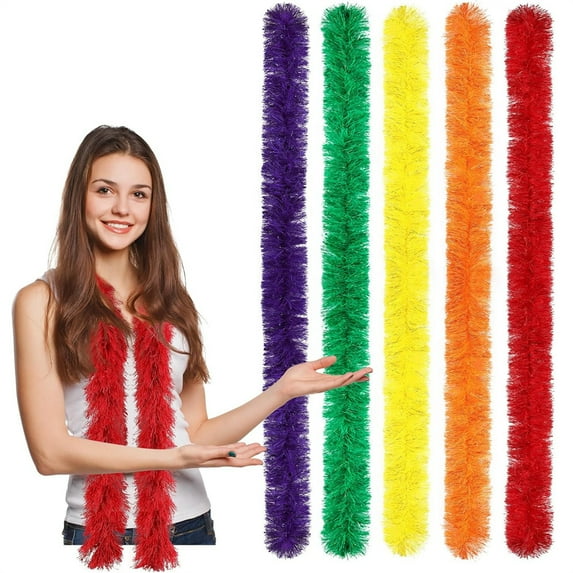 5 Pcs Artificial Fluffy Boas 5 Ft Long Feather Boas Colorful Stage ...