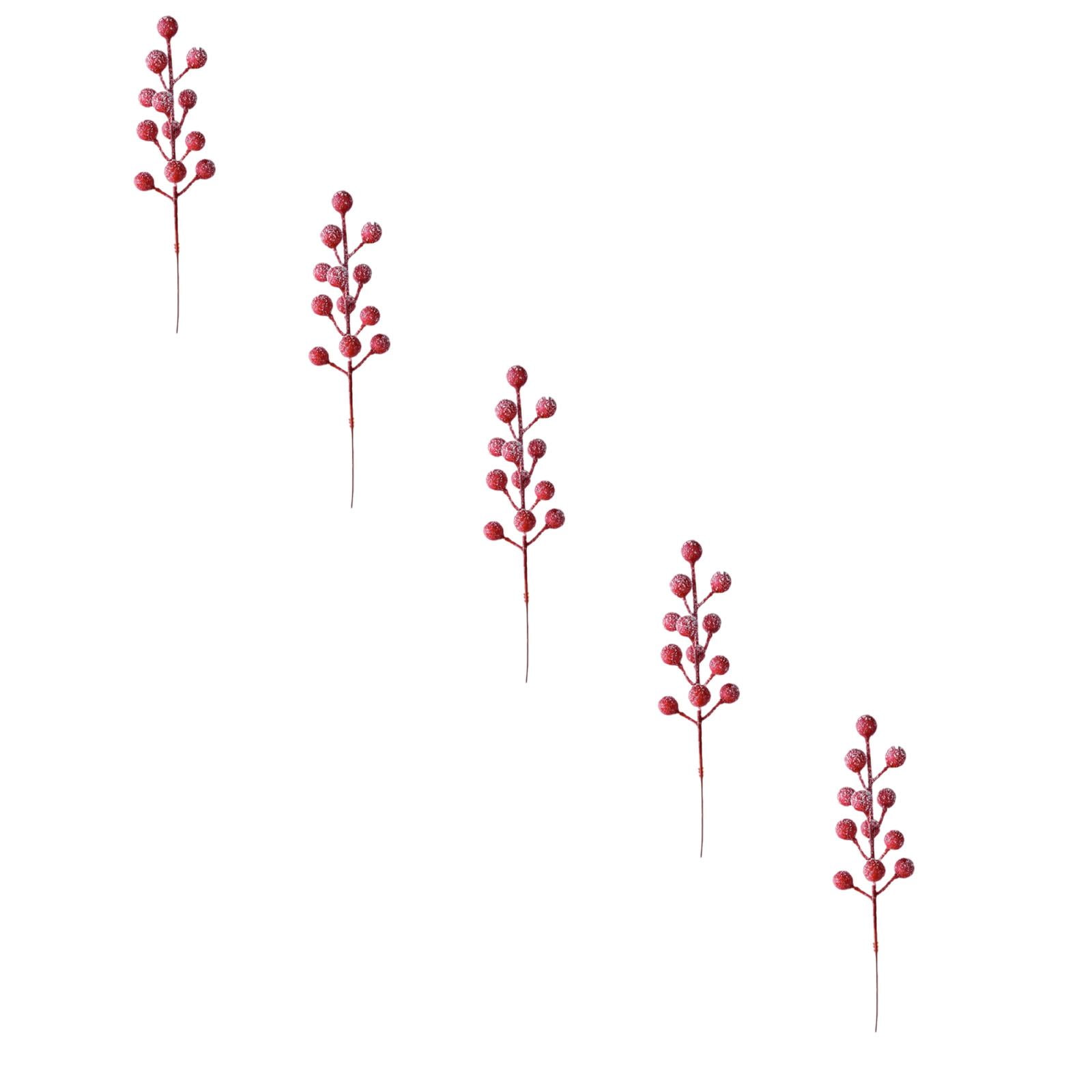 5 Pcs Artificial Red Berry Stems, Berry Branches Red Berry Holiday Home ...