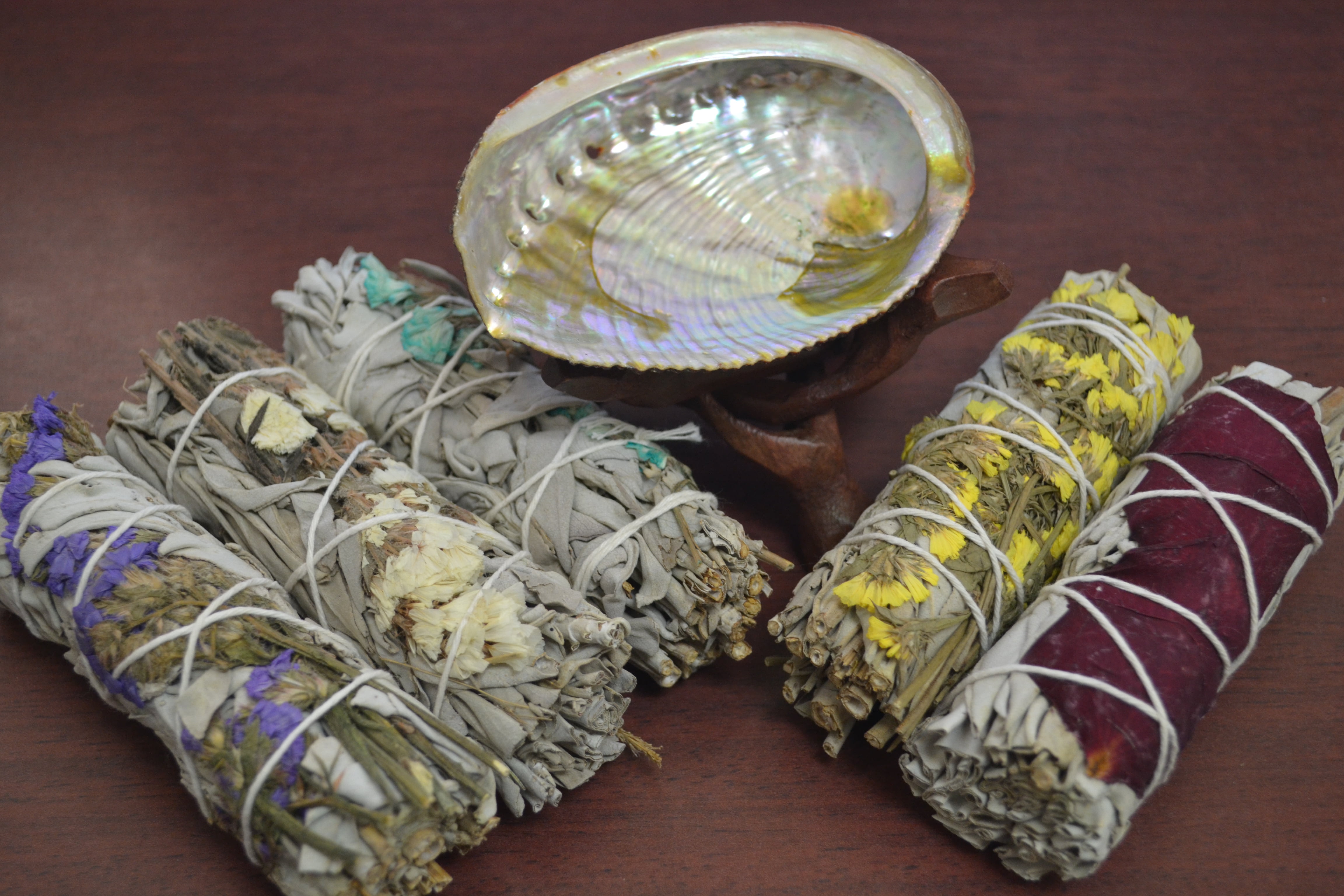 5 Pcs Assort Color Floral Sage Bundle Smudge Incense Starter Kit ...
