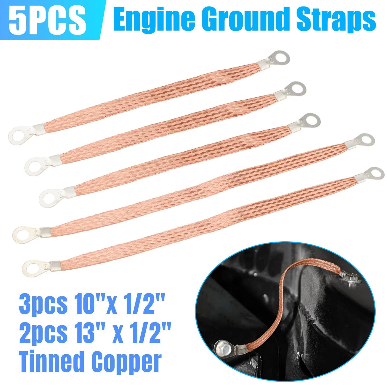 5 Pcs Auto Engine Ground Strap Car Battery Connection Line Battery ...
