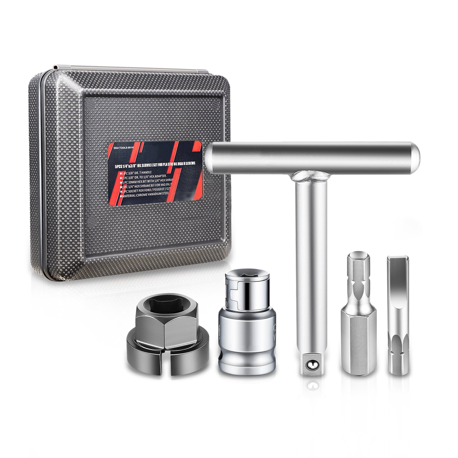 5-Pcs Automotive Engine Oil Pan Drain Plug Disassembly Set - 1/4" & 3/8 ...