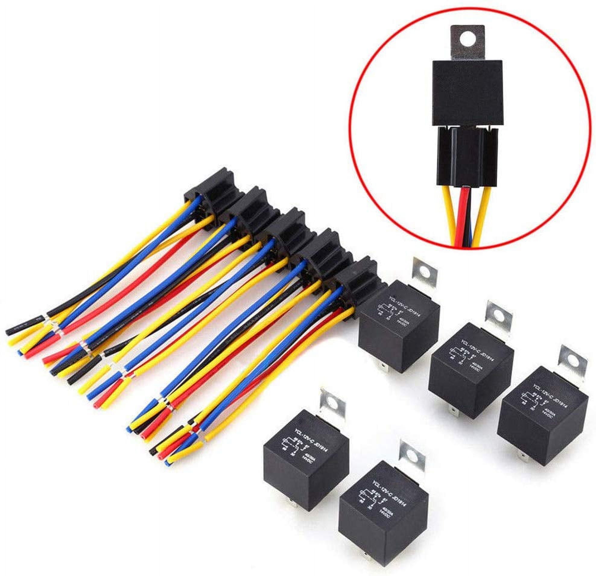 Automotive Relay Socket with Pcs 12V 5pin 40A for Car Black Plastic ...