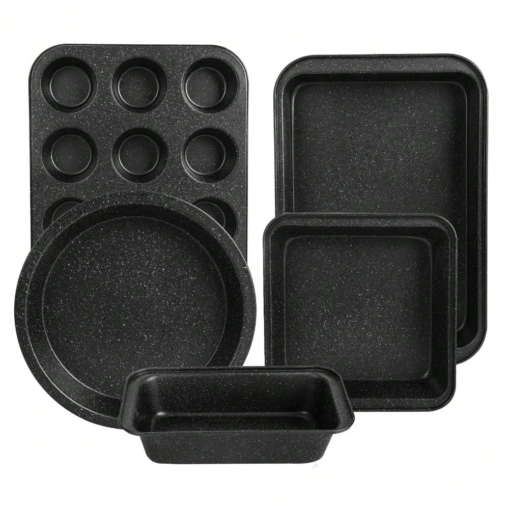 5 Pcs Bakeware Sets Non-Stick, Stackable Baking Pans Set, Black ...