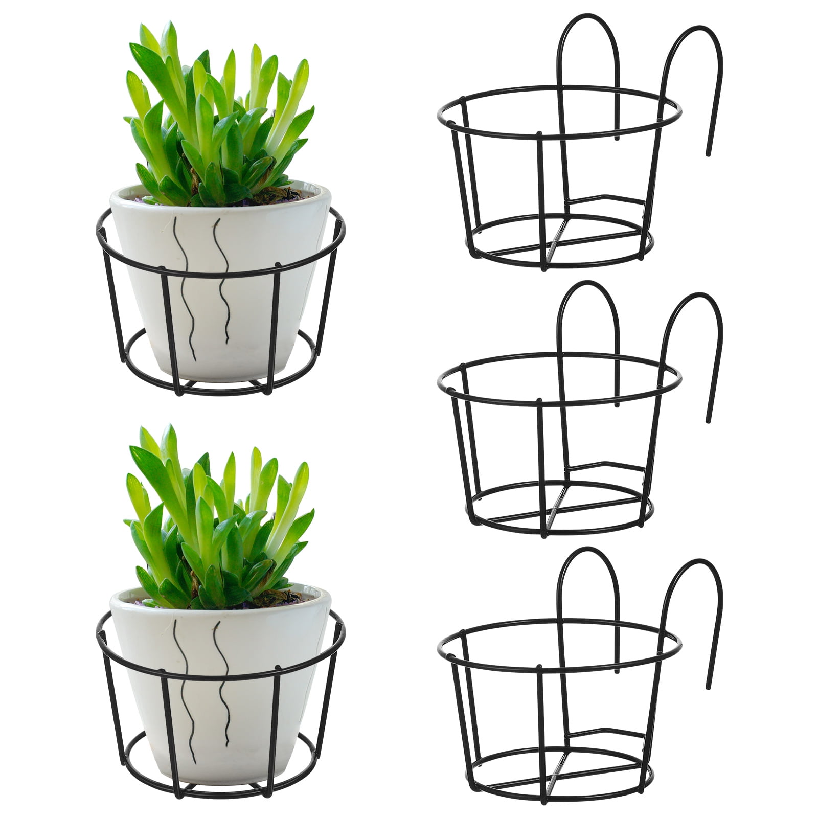 5 Pcs Balcony Flower Pot Hanging Racks Hanging Plant Holder Flower Pot ...