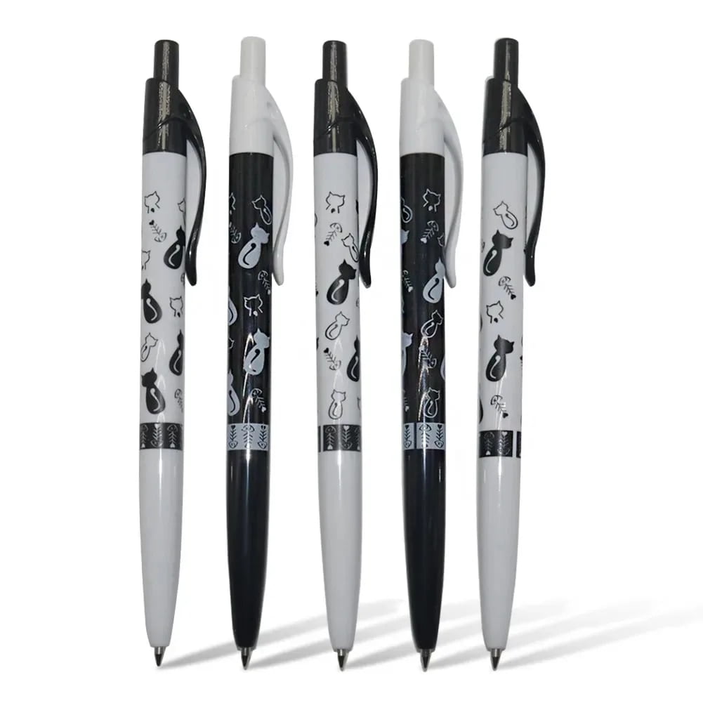 5 Pcs Ballpoint pens 0.5mm small black cat pattern ballpoint pen ...