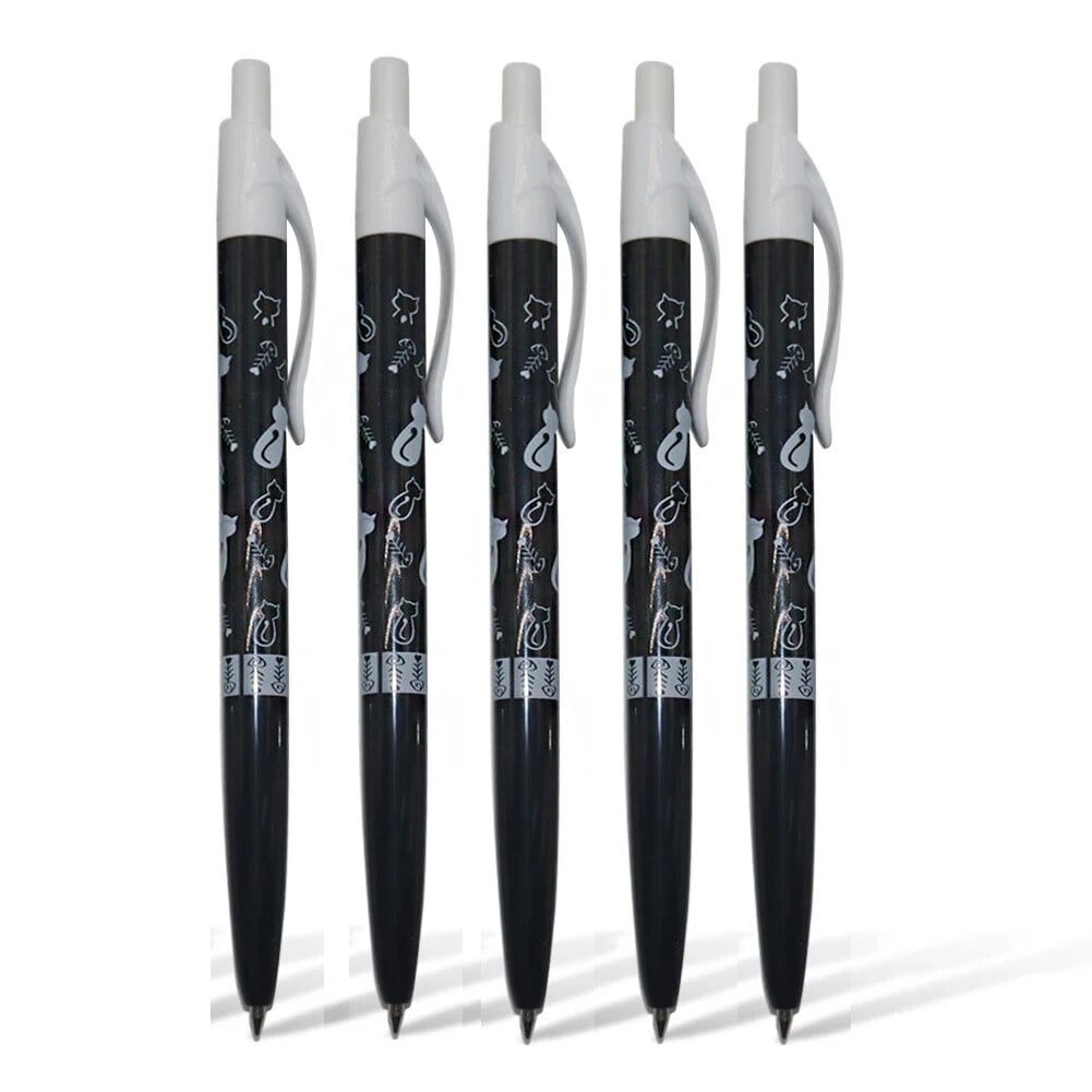 5 Pcs Ballpoint pens 0.5mm small black cat pattern ballpoint pen ...