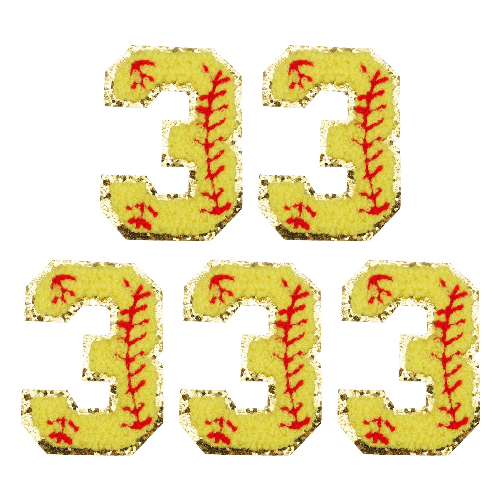 5 Pcs Baseball Number Patches Iron on, 2.76"x1.97" Chenille Number 3 ...