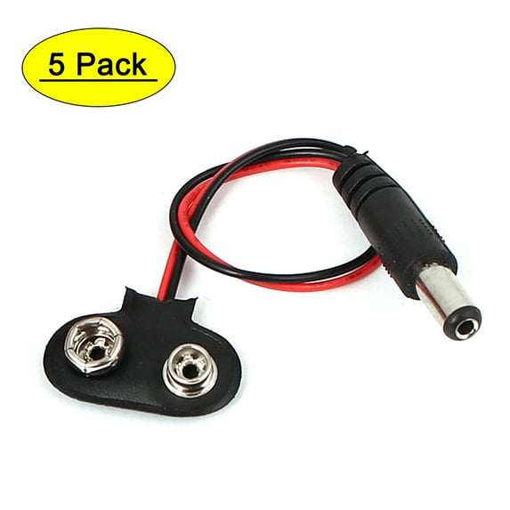 5 Pcs Battery Power Cable Plug Clip 9V DC Jack Connector Wire 13cm ...