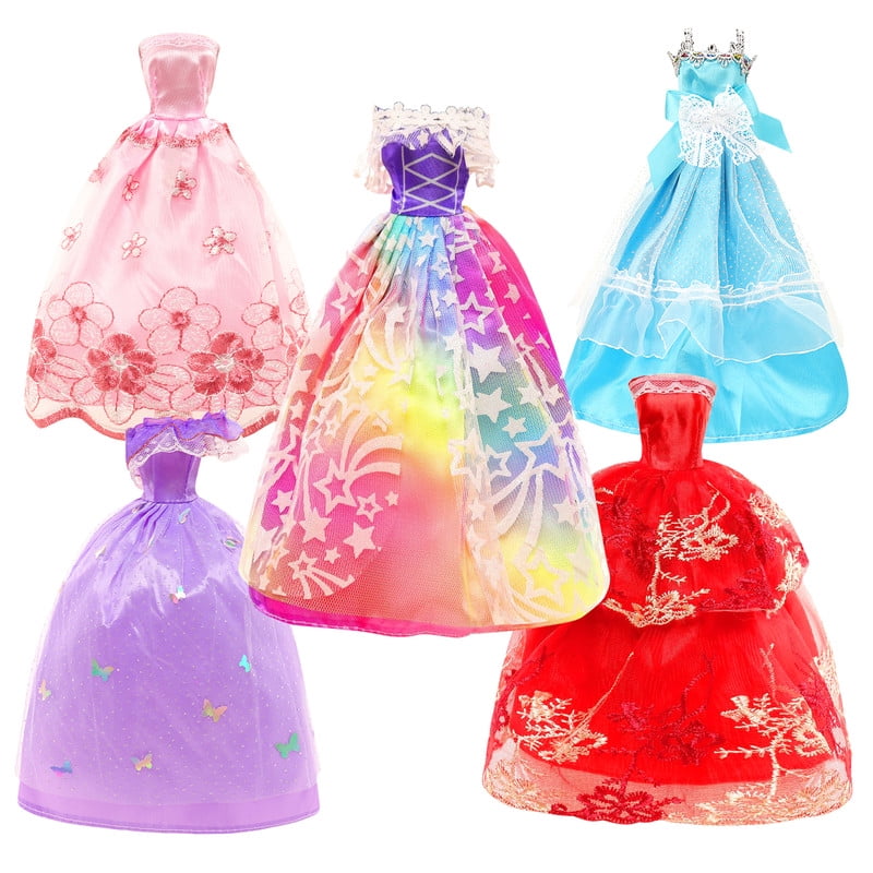 5 Pcs Beautiful Handmade Party Dress Fashion Clothes For Doll，Doll ...