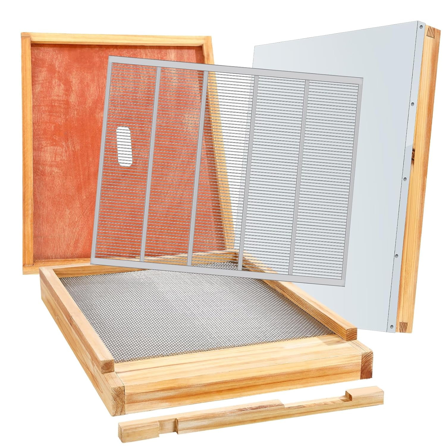 5 Pcs Beehive Parts Kit for 10 Frame Bee Hive, Telescoping Top Cover, Metal Queen Excluder ...