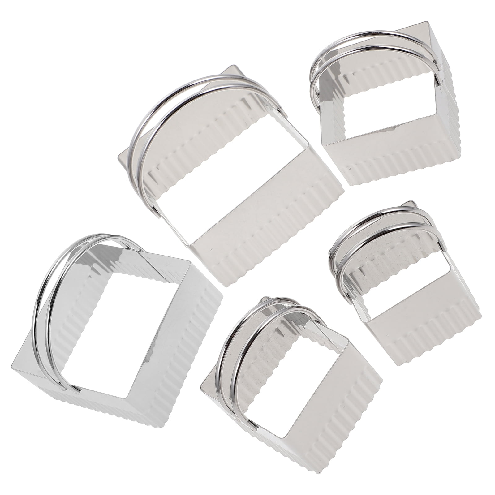 5 Pcs Biscuits Square Mousse Cookie Cutter Baking Cutter with Handle 5 ...