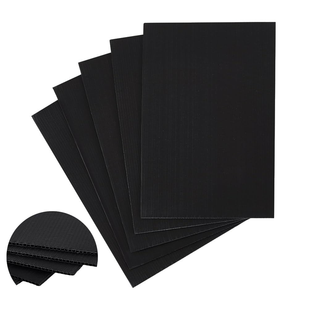 5 Pcs Black Corrugated Plastic Sheets 7.8x11.8 Inch Corrugated Poster ...