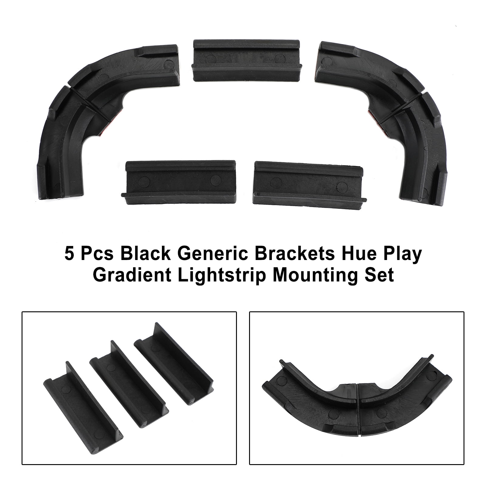 5 Pcs Black Generic Brackets Hue Play Gradient Lightstrip Mounting Set ...