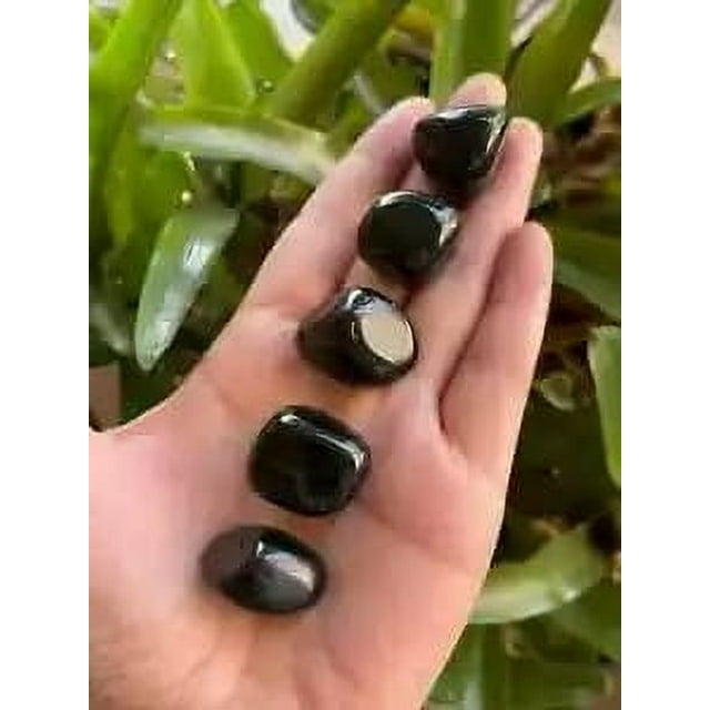 5 Pcs Black Obsidian Tumbled Stones, Polished Black Obsidian Stone ...