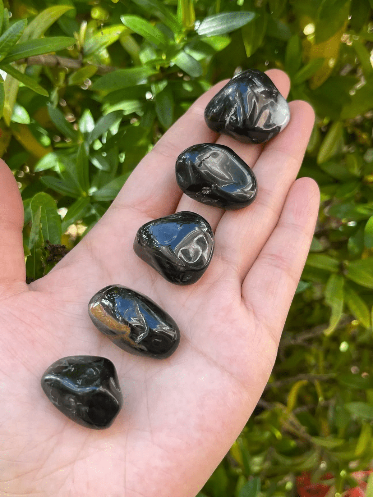5 Pcs Black Onyx Tumbled Stones, Polished Natural Black Onyx Gemstone ...