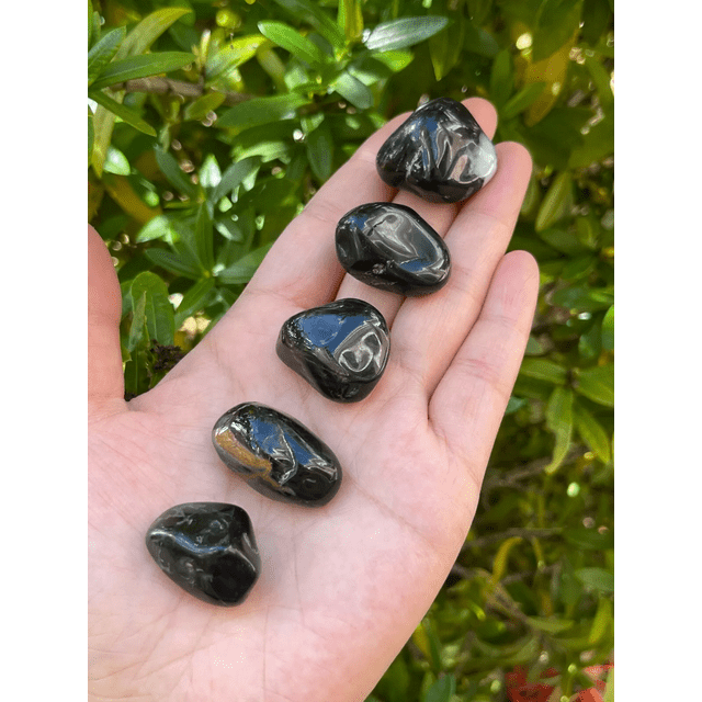 5 Pcs Black Onyx Tumbled Stones, Polished Natural Black Onyx Gemstone ...