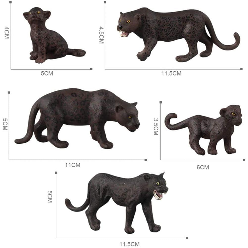 5 Pcs Black Panther Cuddly Toy Figure Model Forest Animals Figures Toy ...