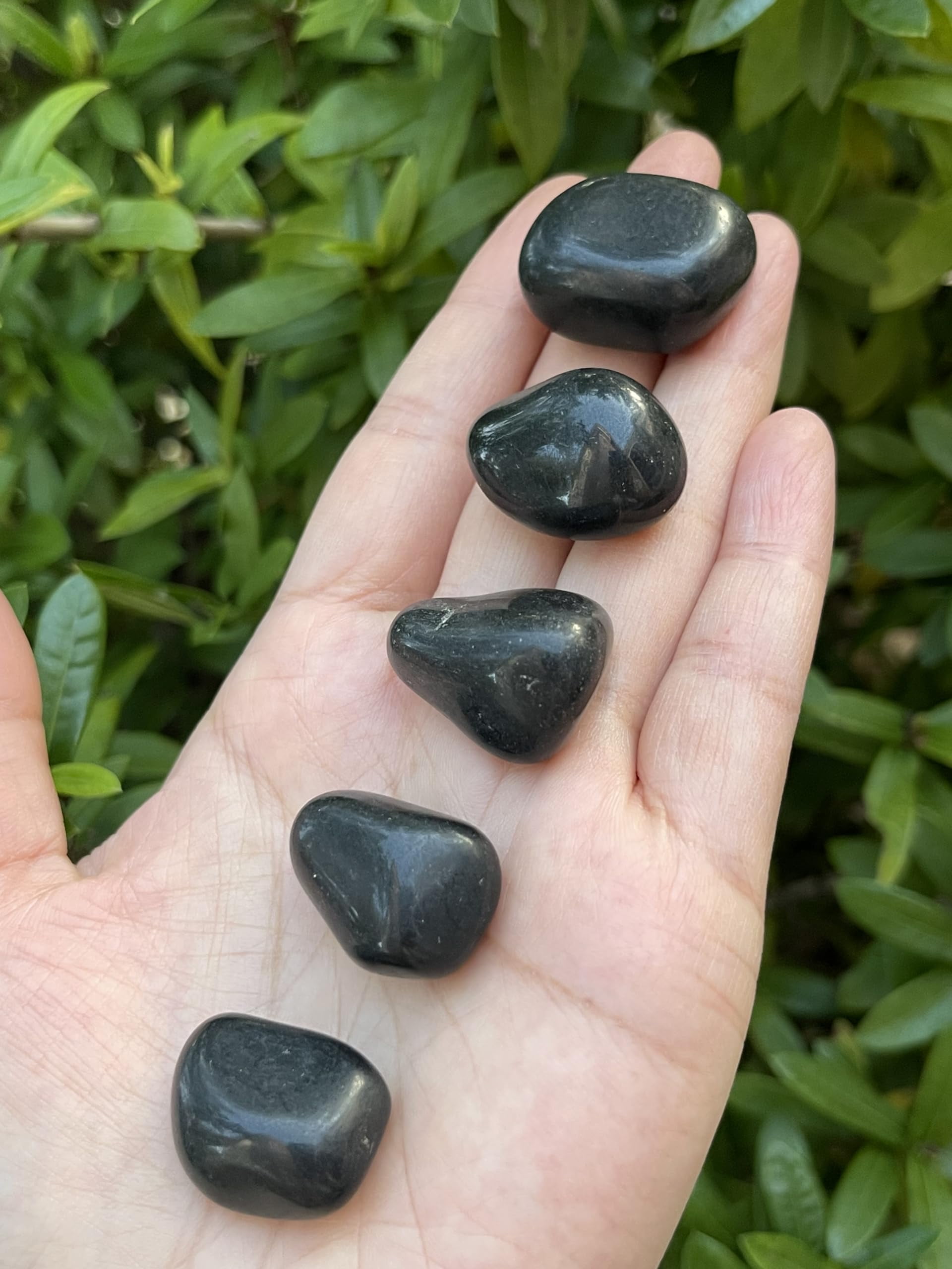 5 Pcs Black Tourmaline Tumbled Stones, Polished Natural Black ...