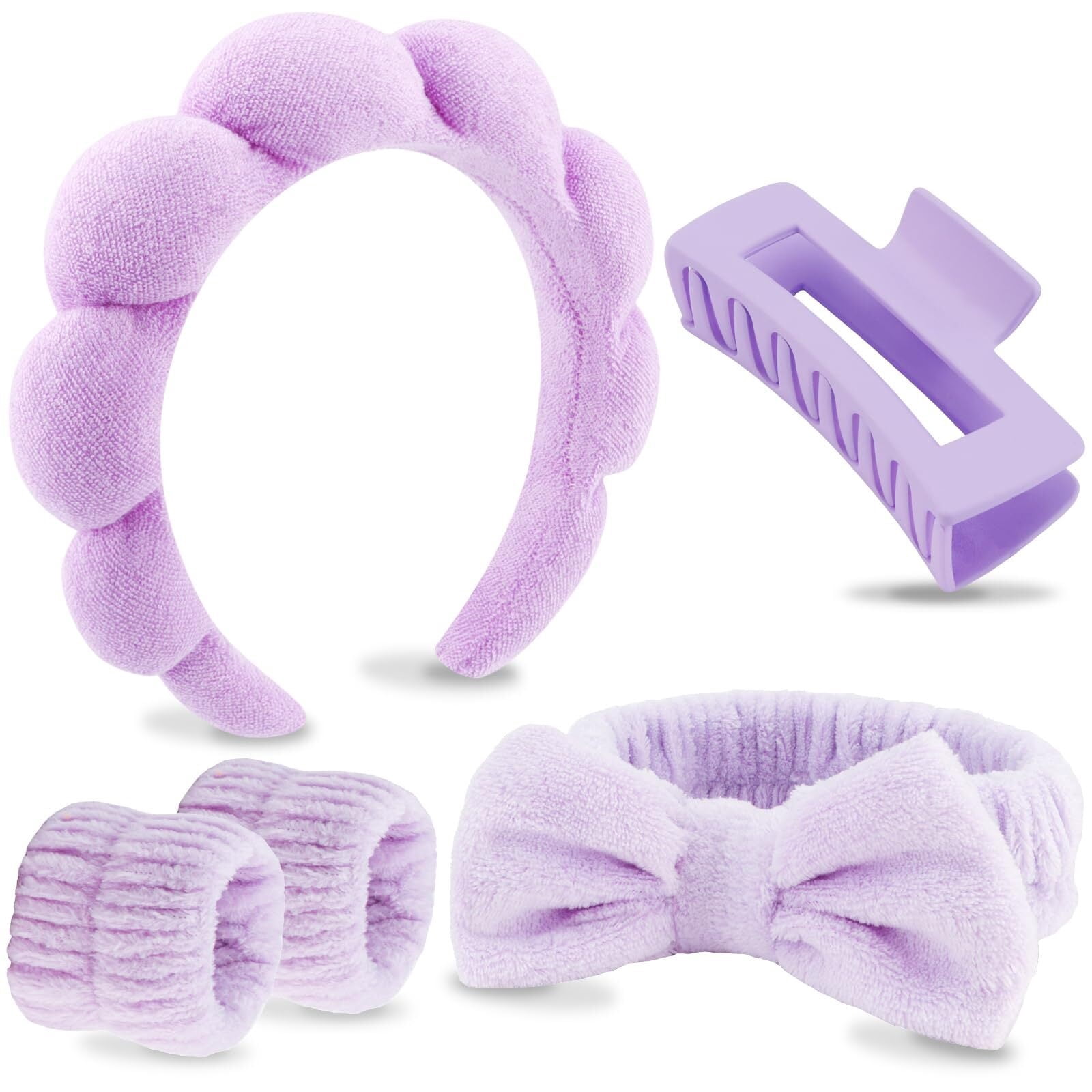 5 Pcs Blue Puffy Sponge Spa Headband Bow Tie Hair Band Hair Clips ...