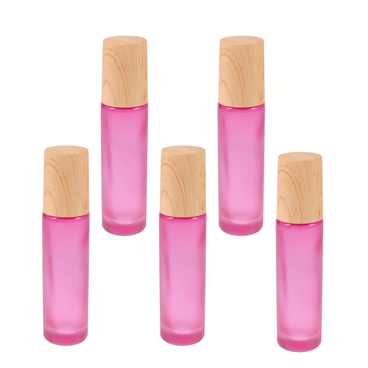 5 Pcs Bottles with Wooden Lid Glass Bottle Empty Bottles Perfume Mini ...