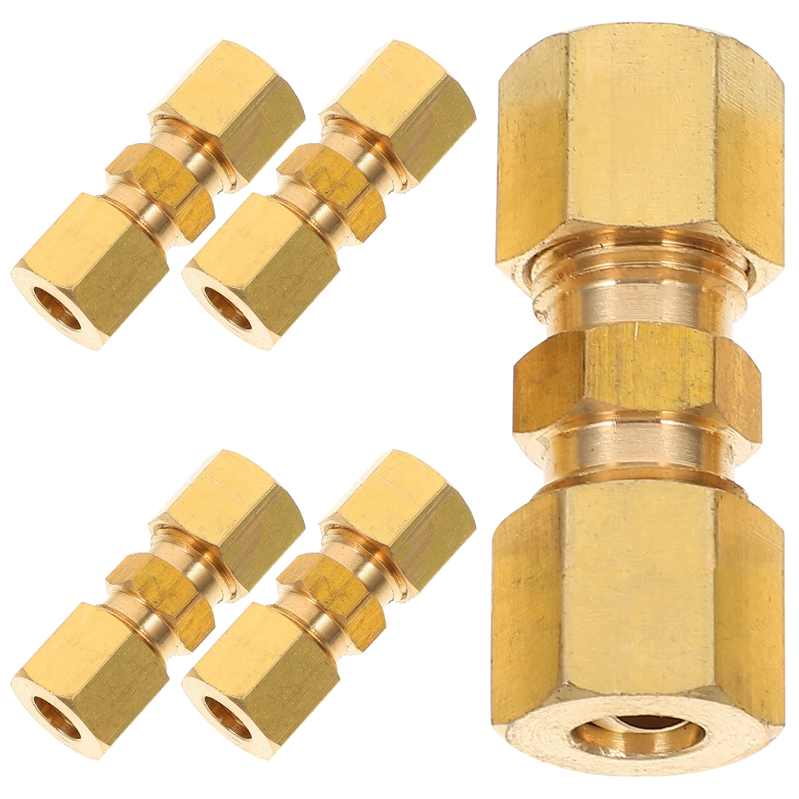 5 Pcs Brass Compression Fitting Compression Tube Unions Hose Connector ...