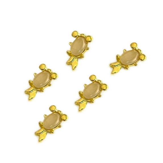 5 Pcs Bright Golden New Year Nails Charm Nails Rhinestones Fortunes ...