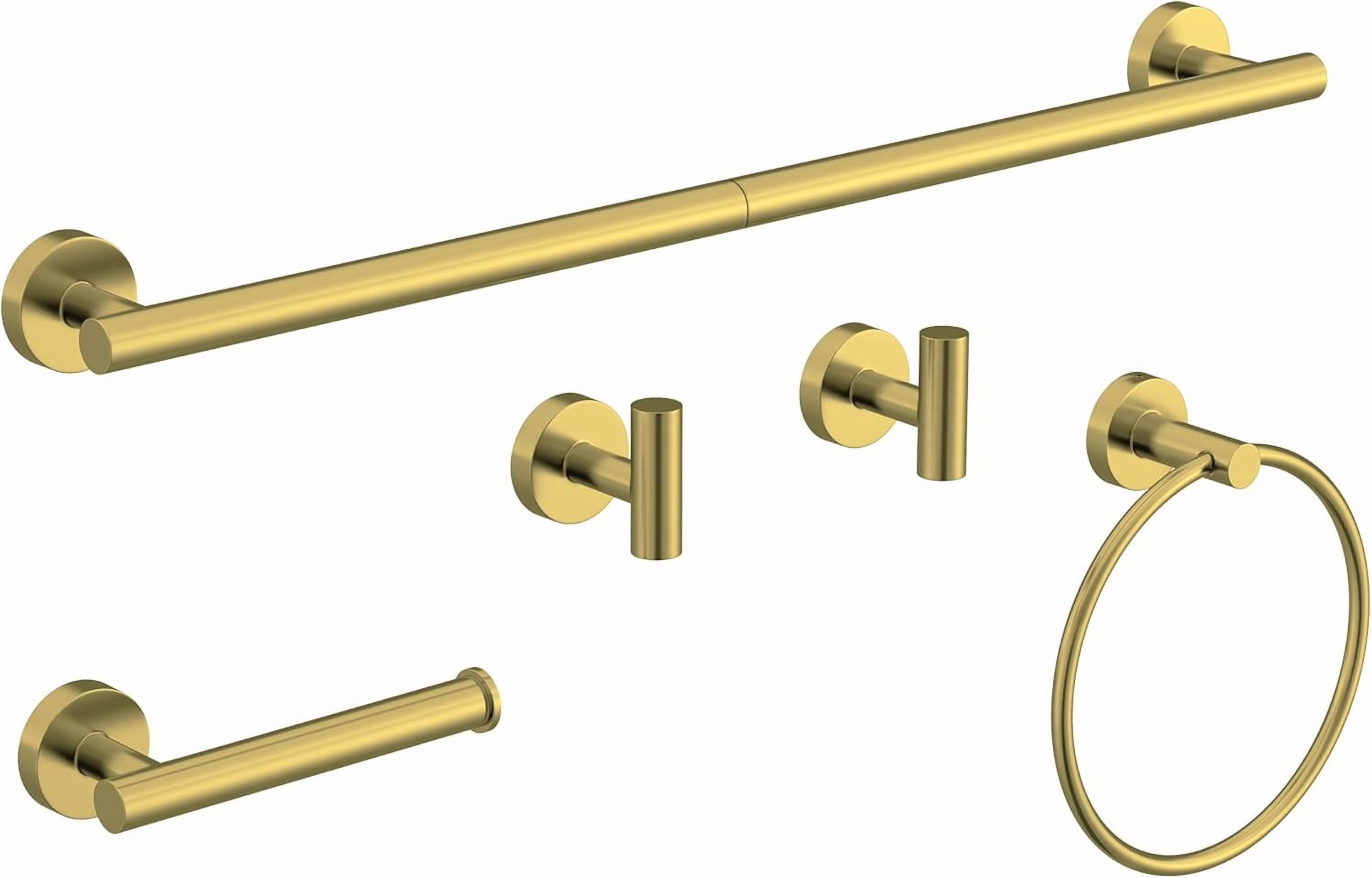 5 Pcs Brushed Gold Bathroom Accessories Hardware Set SUS304 Stainless ...