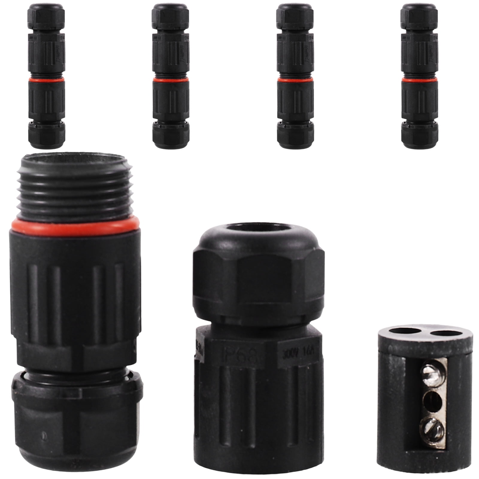 5 Pcs Cable Screw-free Mini Waterproof Connector Three-core Straight ...