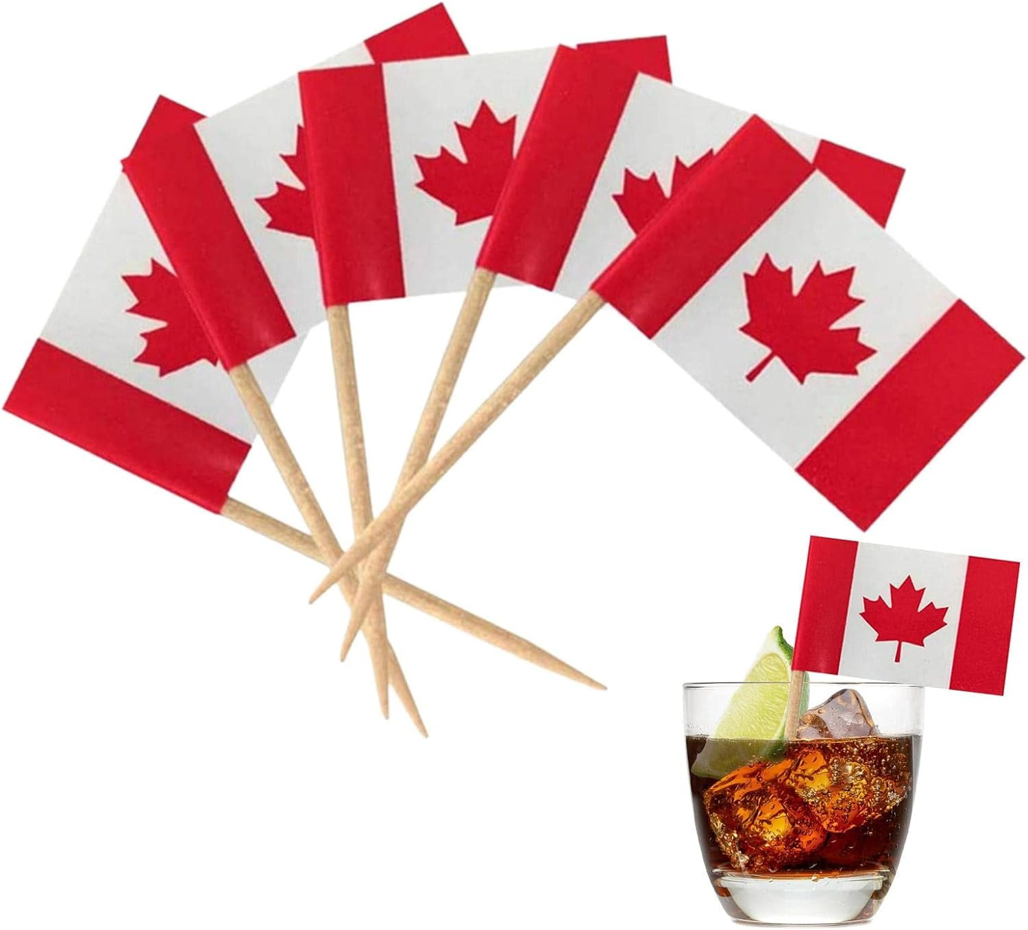 5 Pcs Small Canadian Flag On Stick,100 Pcs Canadian Toothpick Flags ...