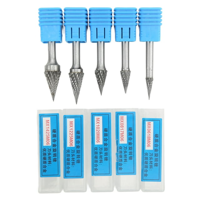 5 Pcs Carbide Burr Double Cut Rotary Files with 6mm/0.24in Shank for ...