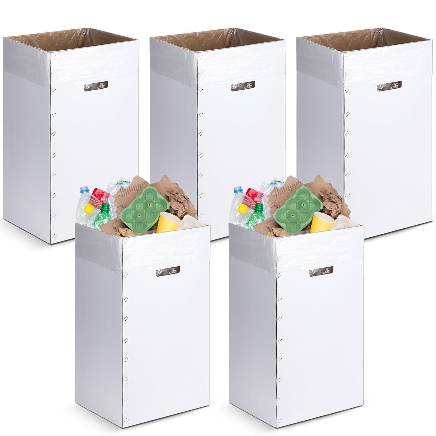 5 Pcs Cardboard Trash Cans Disposable and Reusable Corrugated Cardboard Trash Cans Recycling ...