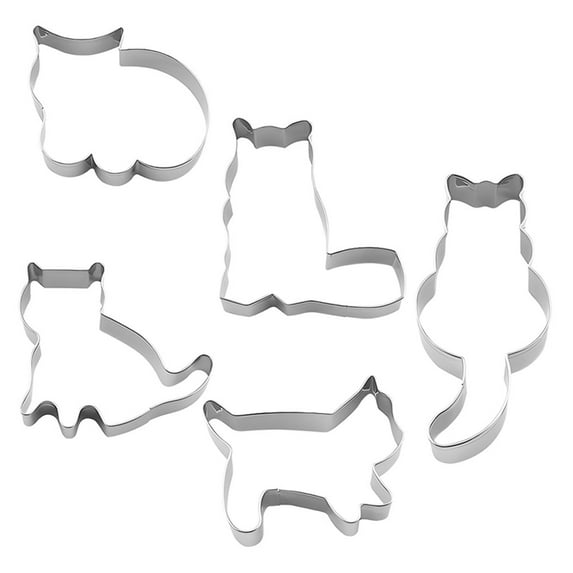 5 Pcs Cat Cookie Cutter Fudge Sugar Cookie Cutters Candy Mold Cat ...