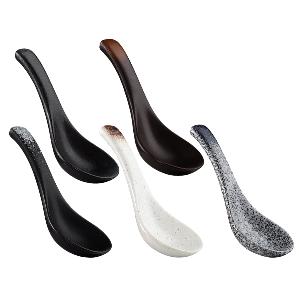 5Pcs Ceramic Ramen Soup Spoons Japanese Style for Home Use - Walmart.com
