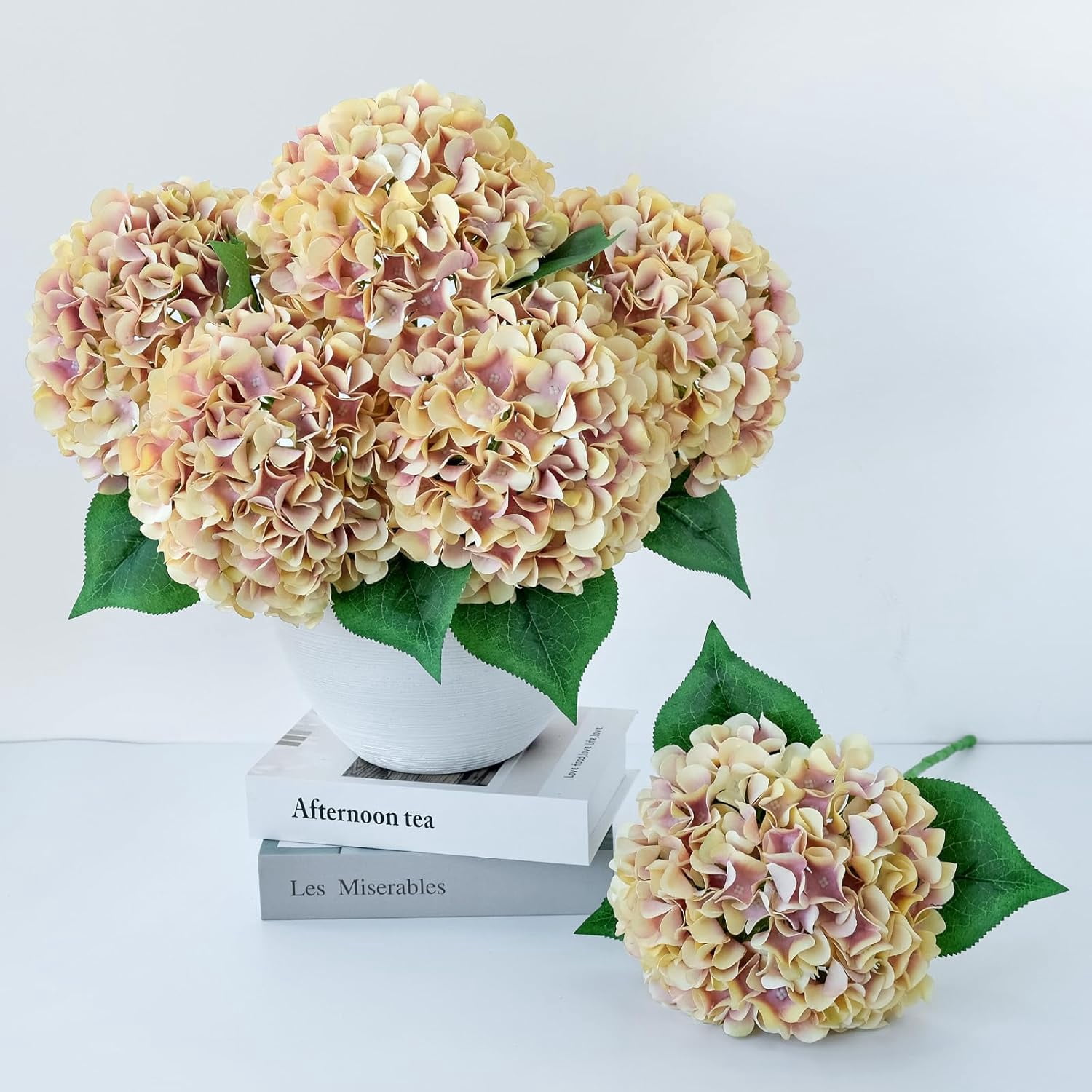 5 Pcs Champagne Mauve Silk Hydrangea Artificial Flowers, Boho Dried ...