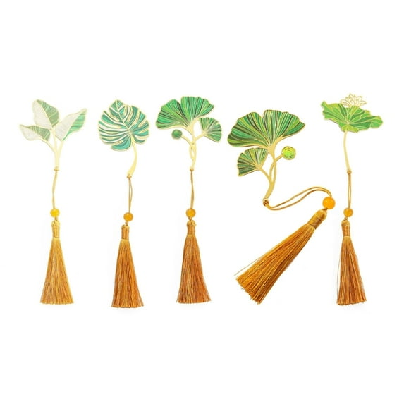 5 Pcs Chinese Style Bookmarks Metal Leaf Shape Page Marker Reading ...