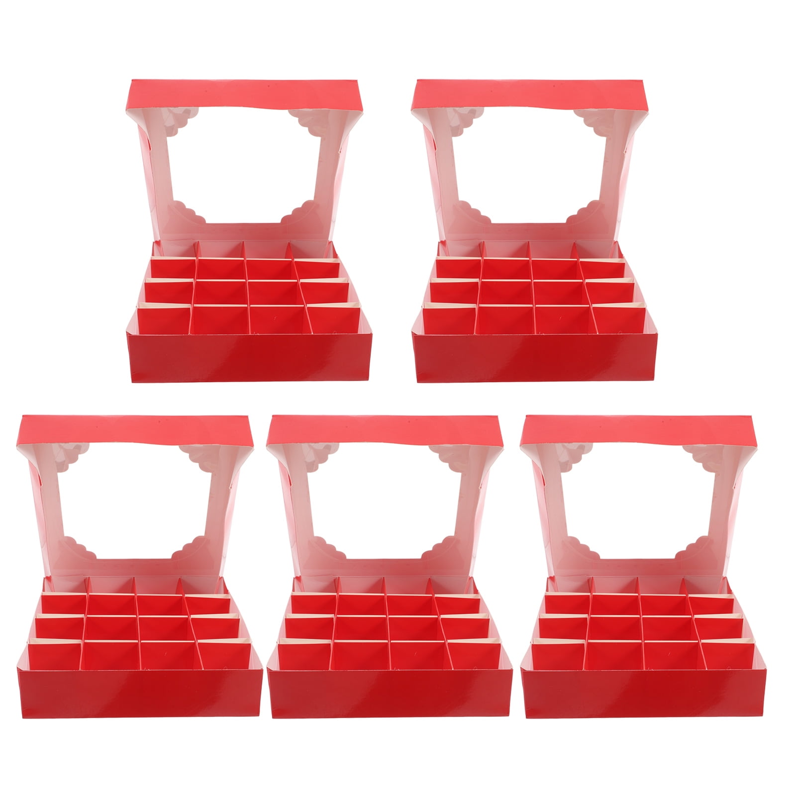 5 Pcs Chocolate Rose Box Boxes Cake with Window Cardboard Dividers Red ...
