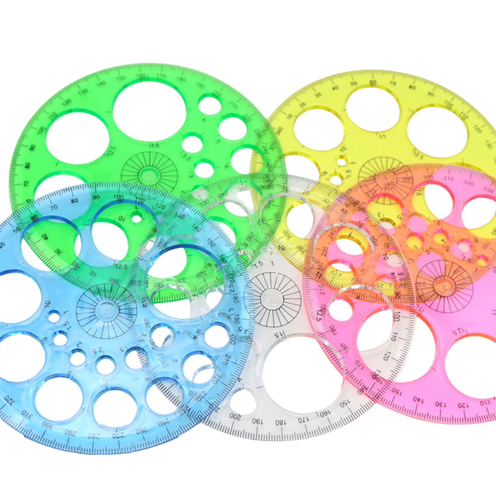 5 Pcs Circles Template Ruler 360 Degree Protractor Math Protractor ...