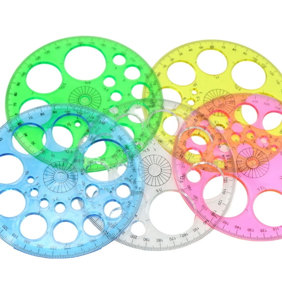 5 Pcs Circles Template Ruler 360 Degree Protractor Math Protractor ...