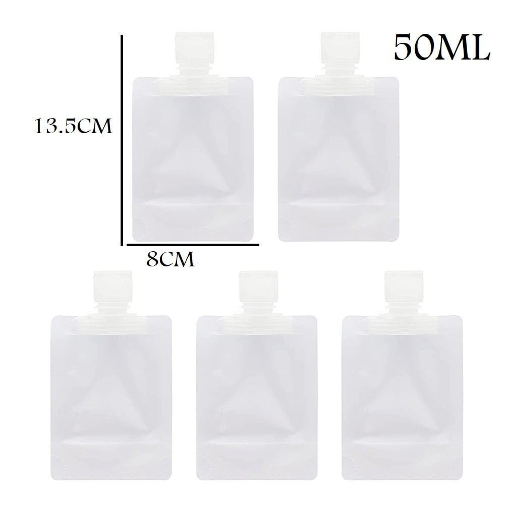 5 Pcs Clear 30/50/100ml Plastic Liquid Bags Reusable Leakproof Liquid ...