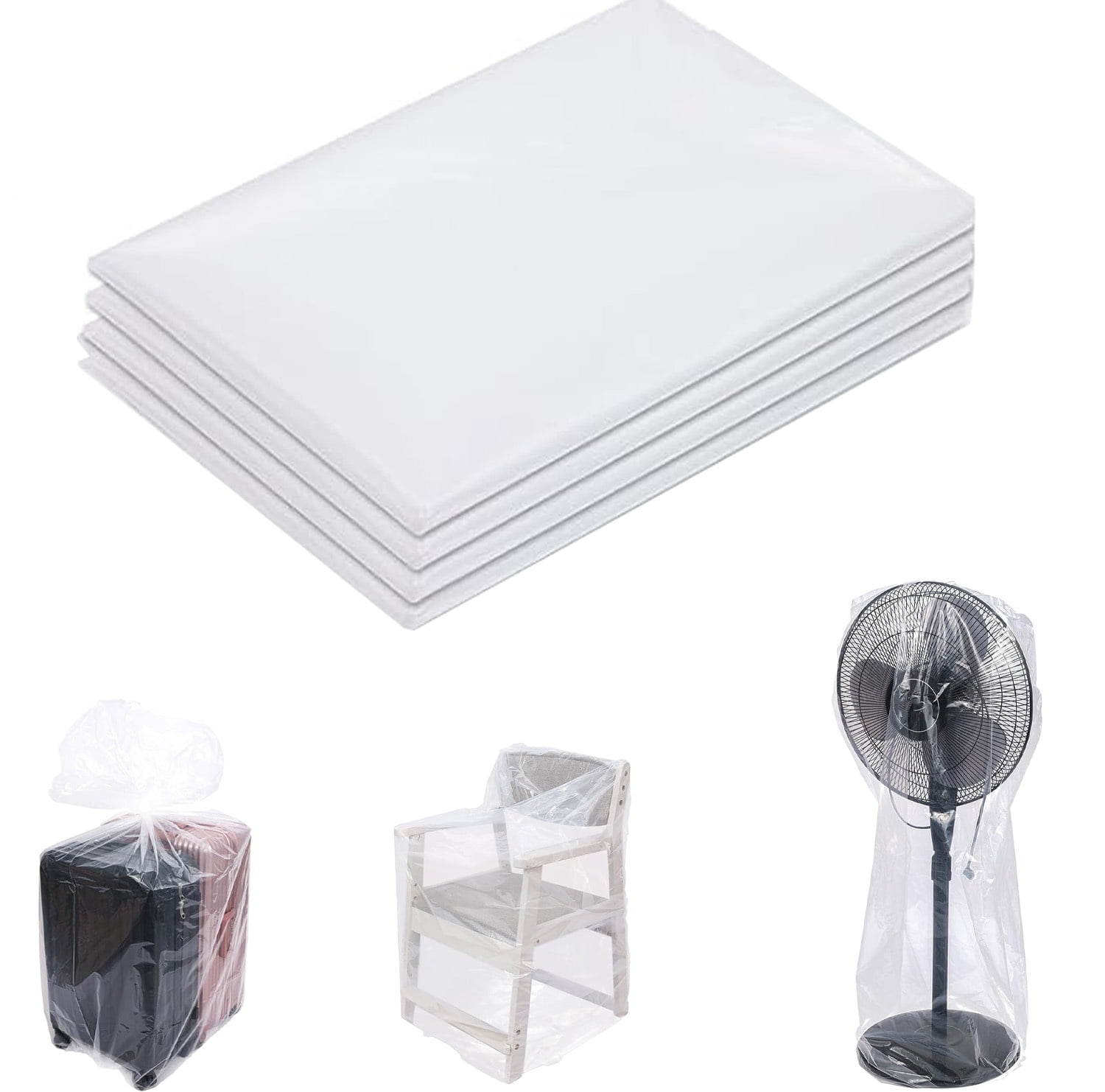 5 Pcs Clear Dust Cover,Bexikou 31.5 × 43.3inch Plastic Drawstring Bags ...