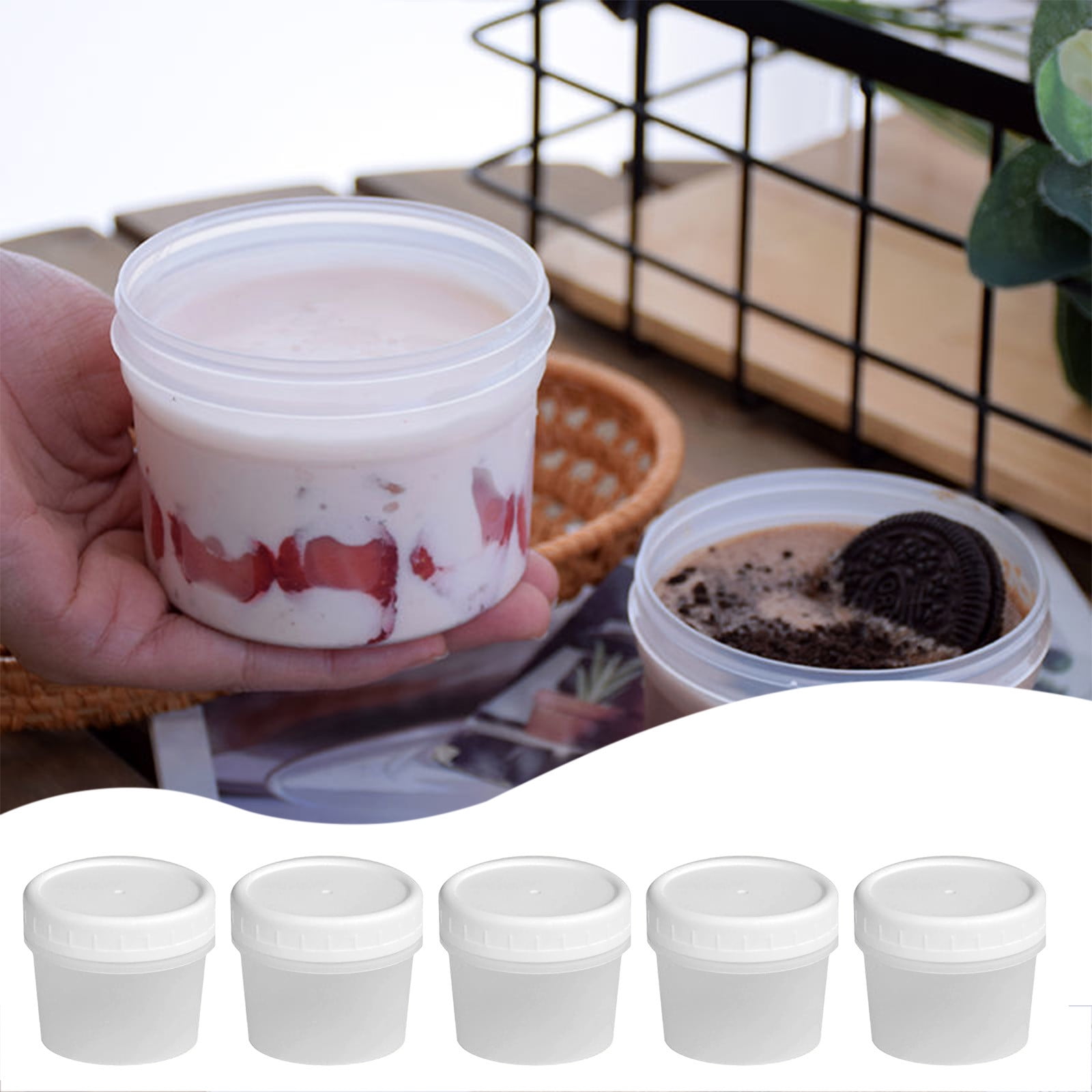 5 Pcs Clear Pudding Jars - Reusable Small Plastic Food Storage ...