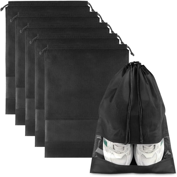 5 Pcs Clear Window Drawstring Shoe Storage Bags, Non-Woven Travel Dust ...