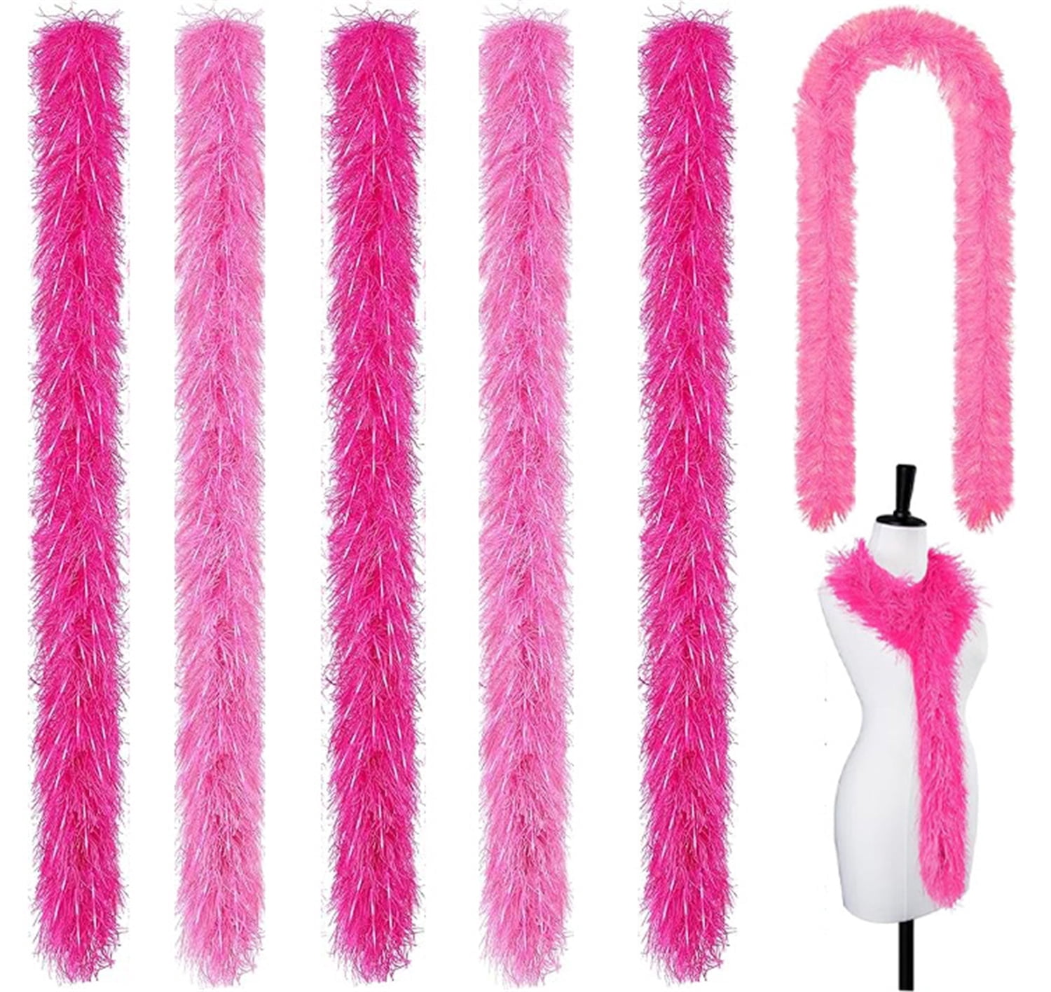 5 Pcs Colorful Feathers Boas,Bexikou 5 Feet Artificial Feather Scarf ...