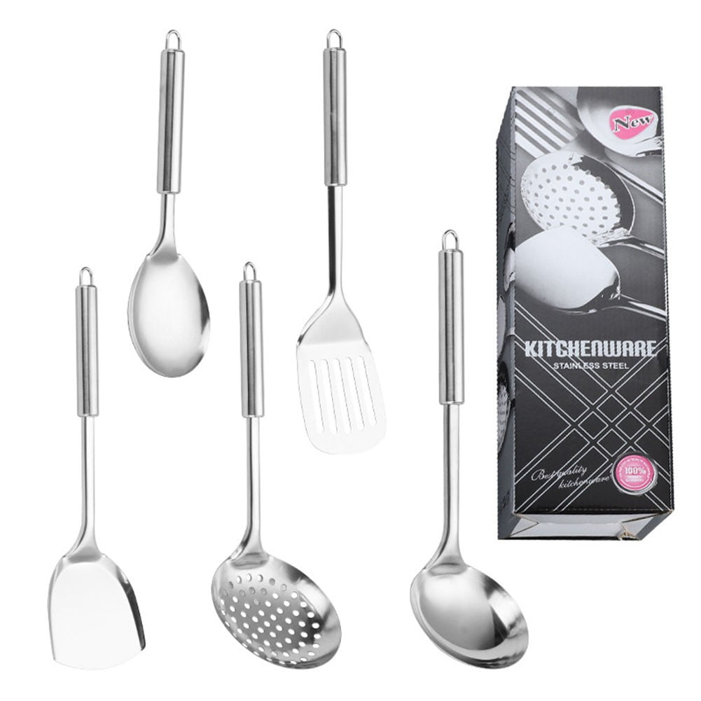 5 Pcs Cooking Utensil Sets for Kitchen Stainless Steel Spatula Metal ...