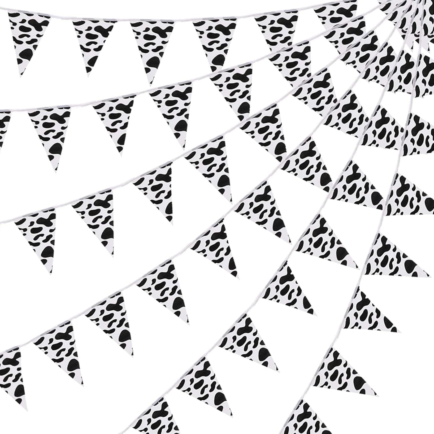 5 Pcs Cow Print Pennant Banners Cow Print Banners Flags Cow Theme Party ...