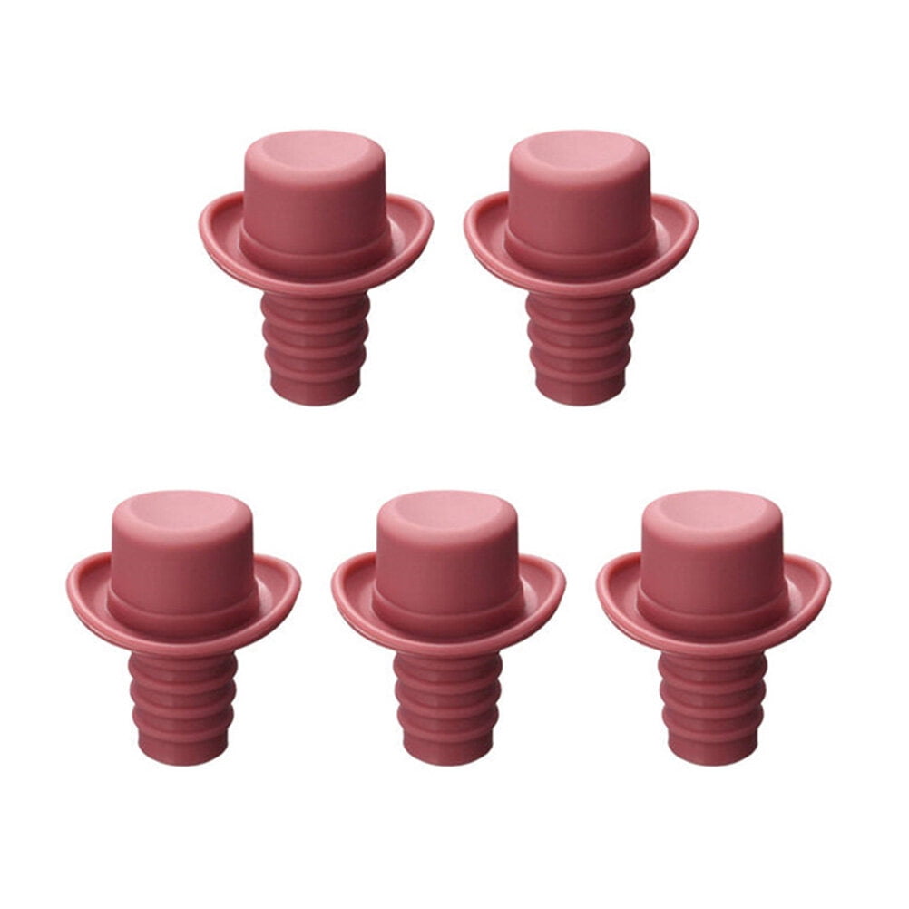 5 Pcs Creative Bear Hat Shaped Silicone Wine Bottle Stoppers, Beverage ...
